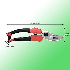 TABOR TOOLS S821A Bypass Pruning Shears, Makes Clean Cuts, Great for S-M Size Hands. Professional Sharp Secateurs, Hand Pruner, Garden Shears, Clippers for The Garden.