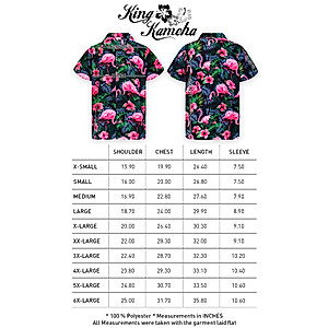 KING KAMEHA Funky Hawaiian Shirt, Shortsleeve, Flamingo Flowers, Black Pink, XXL