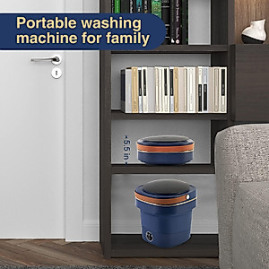 AMESEDAK 60W Cordless Portable Mini Washing Machine with Drain Basket, 8.5L Capacity Foldable Small Laundry Machine for Underwear, Baby Clothes and Small Items, Rechargeable Design for Travel Washer