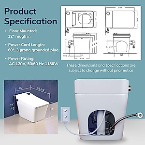 Trone Tahum Bidet Toilet Tankless Toilet with Heated Seat SyphonAssist Flush and Advanced Toe Touch Technology Smart Toilet for Bathroom