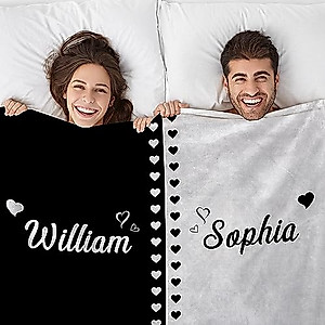 Prints Fun Personalized Hubby and Wifey Blanket with Name, Customized Wedding Gifts for Couples, Bride Gifts for Wife Husband Blanket for Valentines Day Birthday Christmas Anniversary Married Gifts