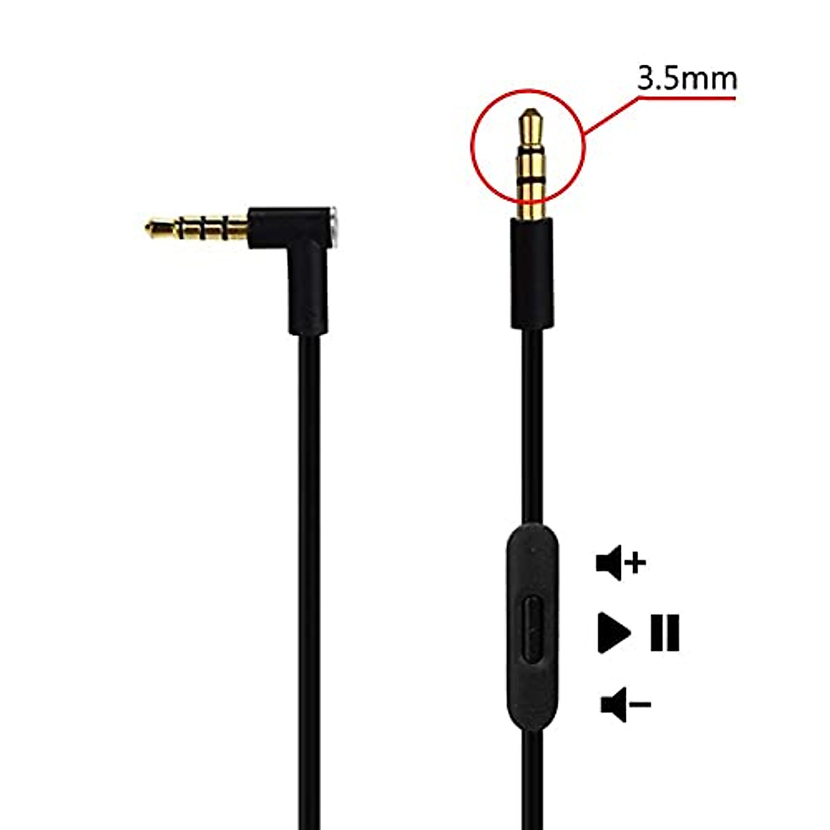 Original Replacement AUX Audio Cable Cord for Beats by Dre Headphones Solo/Studio/Pro/Wireless/Mixr with MIC Black(Discontinued by Manufacturer)+Replacement Charger Cable for Beats by Dr Dre and Pill