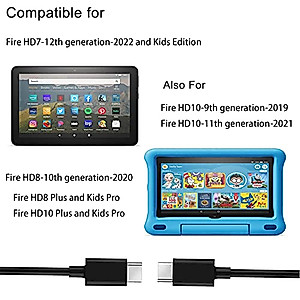 5Ft USB C Charger for New Fire HD 7-12th Gen/Fire HD 8-10th Gen/Fire HD 10-9th 11th Gen and Fire HD7 8 10Plus,Kids Edition,Kids Pro
