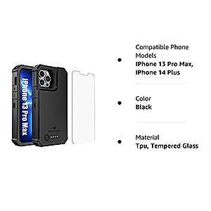 ZEROLEMON Battery Case for iPhone 13 Pro Max / 14 Plus, 10000mAh Wireless Charging Supported, RuggedJuicer Portable Extended Battery Charger Cover with Rugged Case for iPhone 13 Pro Max / 14 Plus