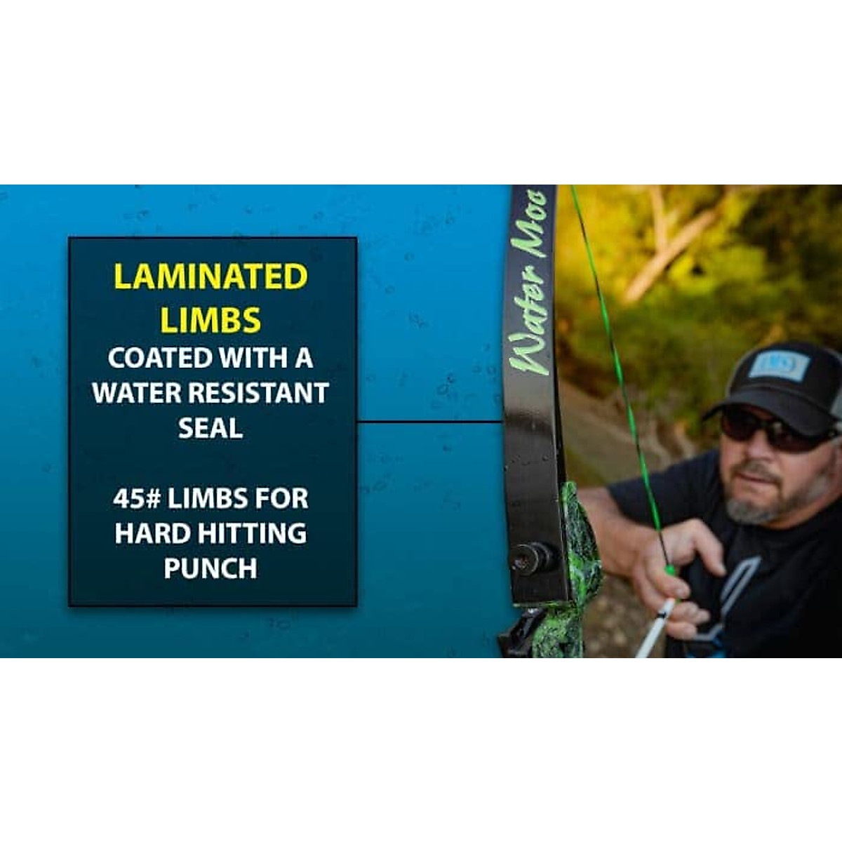 AMS Bowfishing Water Moc Recurve Bowfishing Kit - Right Hand - 45# Draw Weight