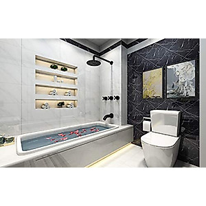 3 Handle Tub Shower Faucet,Matte Black Bathtub Faucet Set with Waterfall Tub Spout,Tub and Shower Trim Kit with Valve,SUMERAIN