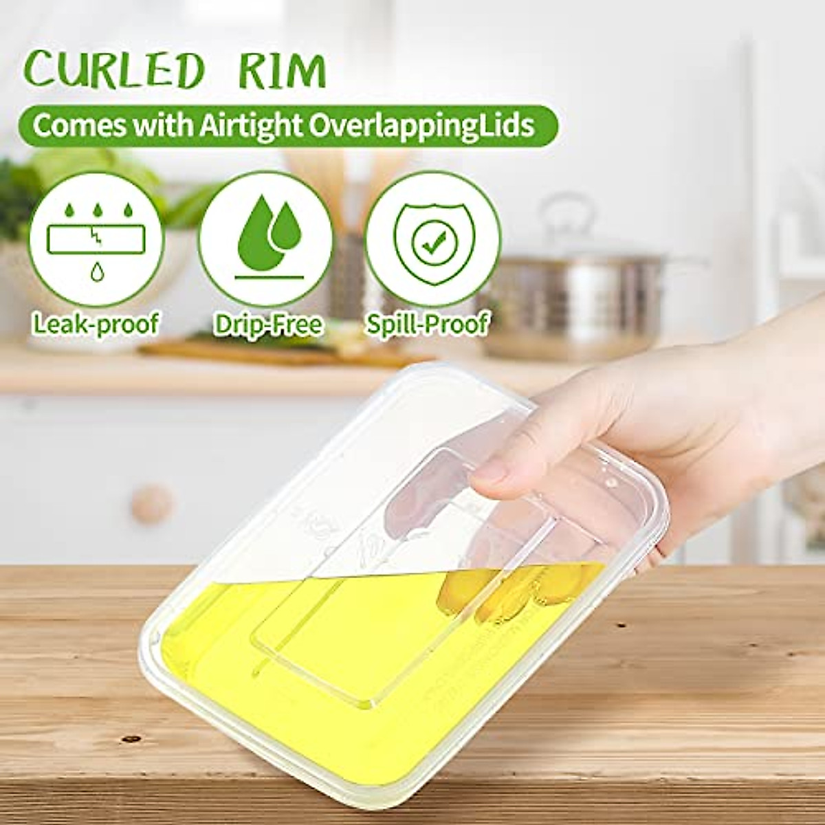16oz Food Storage Containers with Airtight Lids, 50Pcs Disposable Clear Meal Prep Containers, Reusable Deli Containers with Lids, Great for Your Slime Kit, Leakproof, Microwaveable, Dishwasher & Freezer Safe