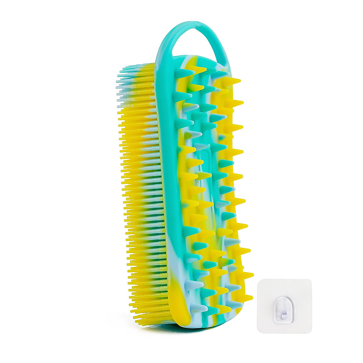 Silicone Exfoliating Body Scrubber Loofah Silicone Scalp Massager Shampoo Brush Soft Body Scrubbers for Use in Shower Lathers Well Easy to Clean 2 in 1 BSROLUNA (1 Pack Camouflage Green)