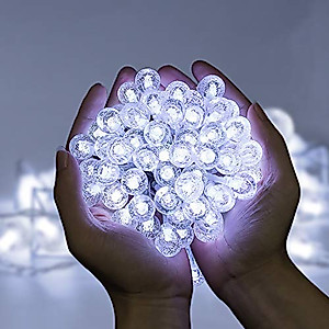 YoTelim  Globe String Lights Battery Operated ，2 Pack 26.2FT 60 LED Cool White Water Proof Crystal Ball Outdoor String Lights with Remote Control for Home, Patio,Party, Christmas, Garden Decor