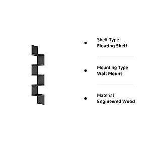 GREENDEW 5-Tier Wall Mount Radial Floating Corner Shelf, Wood Display Storage Shelves for Home Office Decor (Black)