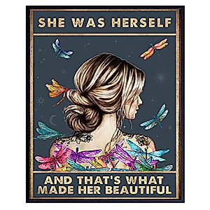 Inspirational Positive Quotes Wall Art & Decor - Encouragement Gifts for Women, Teens, Girls - Motivational Sayings Posters - Dragonfly Boho Decor - Hippie Bohemian Decor - Positive Affirmations