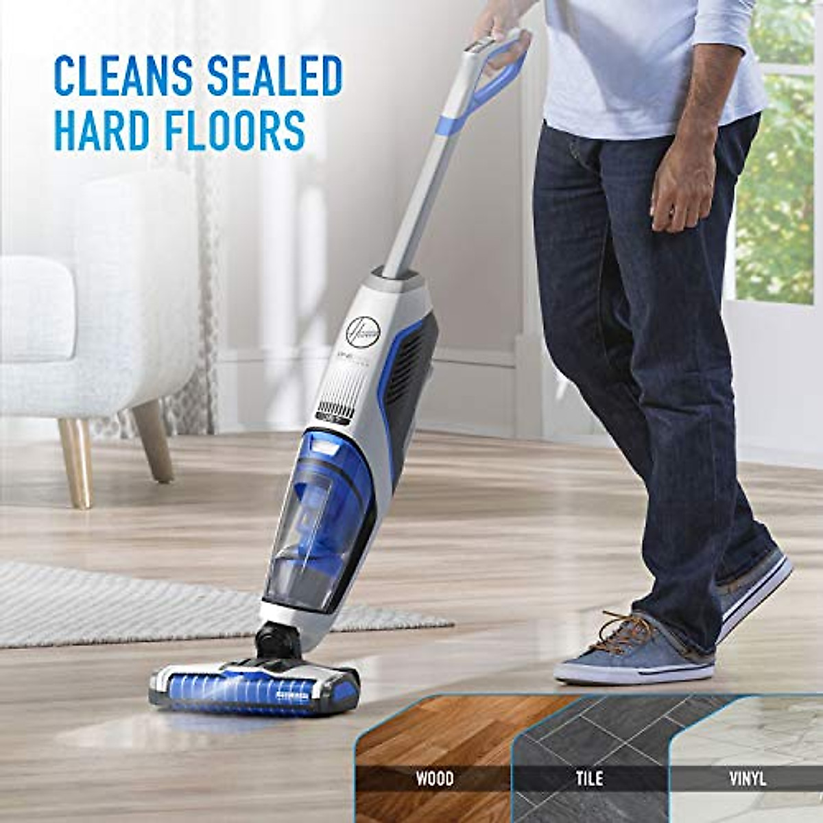 Hoover BH55210 Onepwr FloorMate Jet Cordless Hard Floor Cleaner, Wet Vacuum with 3Ah Battery, White