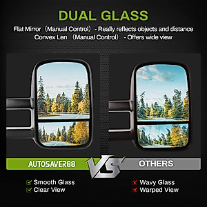 AUTOSAVER88 Manual Telescoping Towing Mirrors Compatible with 1999-2007 Chevy Silverado GMC Sierra 1500 2500 3500 (07 Classic Models ONLY), Side Tow Mirror for 2000-2006 Suburban Tahoe Yukon Truck