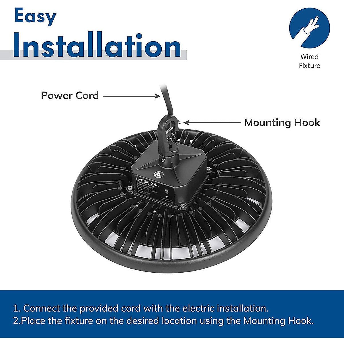 Hyperikon UFO LED High Bay Light 150W (600 Watt Replacement), Shop and Warehouse Area Lighting, DLC, 2 Pack