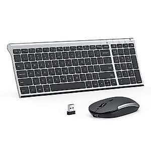 TechGround Rechargeable Wireless Keyboard Mouse, 2.4GHz Ultra Slim Compact Wireless Keyboard Mouse Combo for Laptop, Desktop, Windows