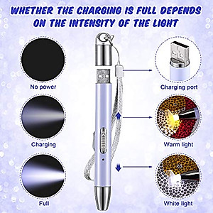 2 Pieces Diamond Painting Pen LED Drill Pens, Diamond Painting Accessories, 12 Replacement Pen Heads, 2 Anti-Slip Mats, 2 Wax Organizer Storage Cases for DIY Painting Craft Tools (Purple, Green)