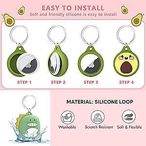 【2 Pack】 Airtag Keychain Cartoon Case for AirTag Tracker,Protective AirTag Holder with Anti-Lost Keychain,Anti-Drop Scratch Airtag Holder Keychain Accessories for Kids Pets Backpacks
