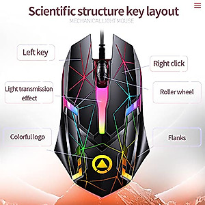 Atrasee RGB Gaming Mouse Wired PC Computer Mice for Laptop, 1200 DPI, 7 Colors LED Backlit, 3 Buttons, USB Ergonomic Optical Mouse for Game Office Windows Mac Linux, Crack