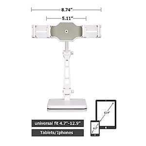 DoubleSun iPad Stand Holder, Tablet Stand Adjustable - 360° Swivel Folding iPad Stands and Holders for Desk Fits Phone iPad Air Mini Pro, Kindle, Fire, Surface, (4.7''-12.9'')