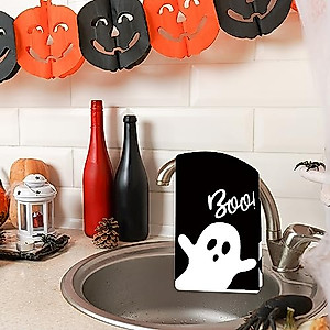 AnyDesign Halloween Kitchen Towel 18 x 28 Inch Black White Ghost Dishcloth Scary Hand Drying Tea Towel for Halloween Baking Cooking Home Kitchen Decor Housewarming Gift, 2Pcs