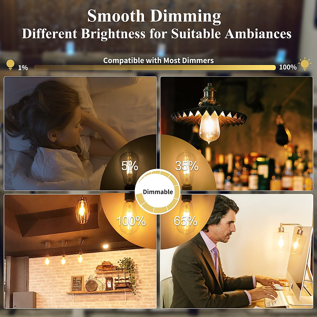 DiCUNO ST64 Edison LED Bulb 60W Equivalent, 6W, Warm White 2700K, Dimmable Vintage LED Light Bulbs, 700LM E26 Medium Base with Clear Glass for Dining Room, Kitchen Lighting,Pack of 6