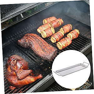 PLAFOPE 1pc Grill Tray Barbecue Grill Wok Rectangular Griddle Fish Grill Pan Nonstick Griddle Grill Pan Stovetop Grill Pan Barbecue Grill Plate Stainless Steel Drumstick