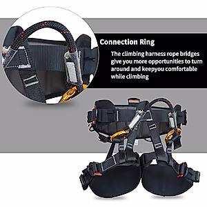 SOB Climbing Harness, Half Body Tree Climbing Harness Men,Thicken Widen Protect Waist Safety Harness for Arborist Harness,Working Rescuing at Height Safety Belt Harness