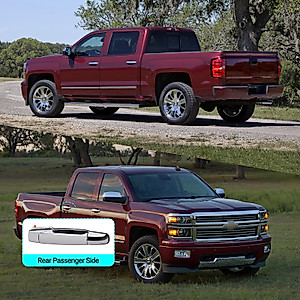 MNJWS Exterior Chrome Door Handle, Rear Passenger Side, Compatible with 2007-2014 Chevy Silverado Suburban Tahoe GMC Sierra Yukon Cadillac Escalade, Replace 22738726 84053450 80547