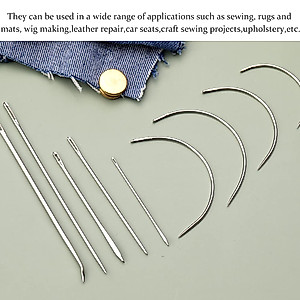 9 Pcs Heavy Duty Hand Sewing Needles Kit,Leather Sewing Needles with 5 Leather Hand Sewing Needle and 4 Curved Needle for Home Upholstery,Leather Needles for Hand Sewing,Carpet Canvas Repair…