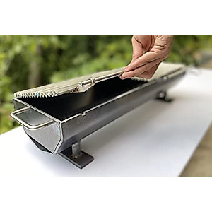 MOTOES Hibachi Grill Metal Portable Fire Pit, Outdoor Fire Pit, Backyard Fire Pit Bowl, Stainless Steel Charcoal Grill Kebab BBQ Portable Grill, 24''x 8'' inch Height : 5.5'' inch