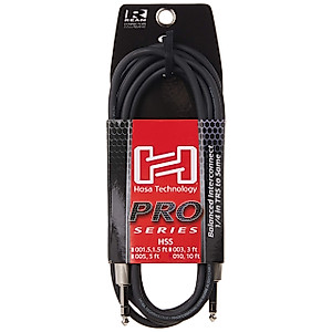 Hosa HSS-010 REAN 1/4" TRS to REAN 1/4" TRS Pro Balanced Interconnect, 10 Feet, Speaker