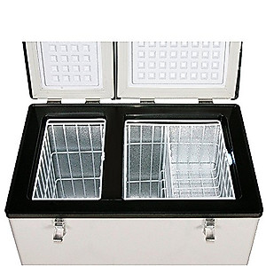 Whynter FM-62DZ 62 Quart Dual Zone Portable Refrigerator and Deep Freezer Chest, AC 110V/ DC 12V, Real Freezer for Car, Home, and RV, -8°F to 50°F Temperature Range, Gray, Fridge + Power Supply Cord