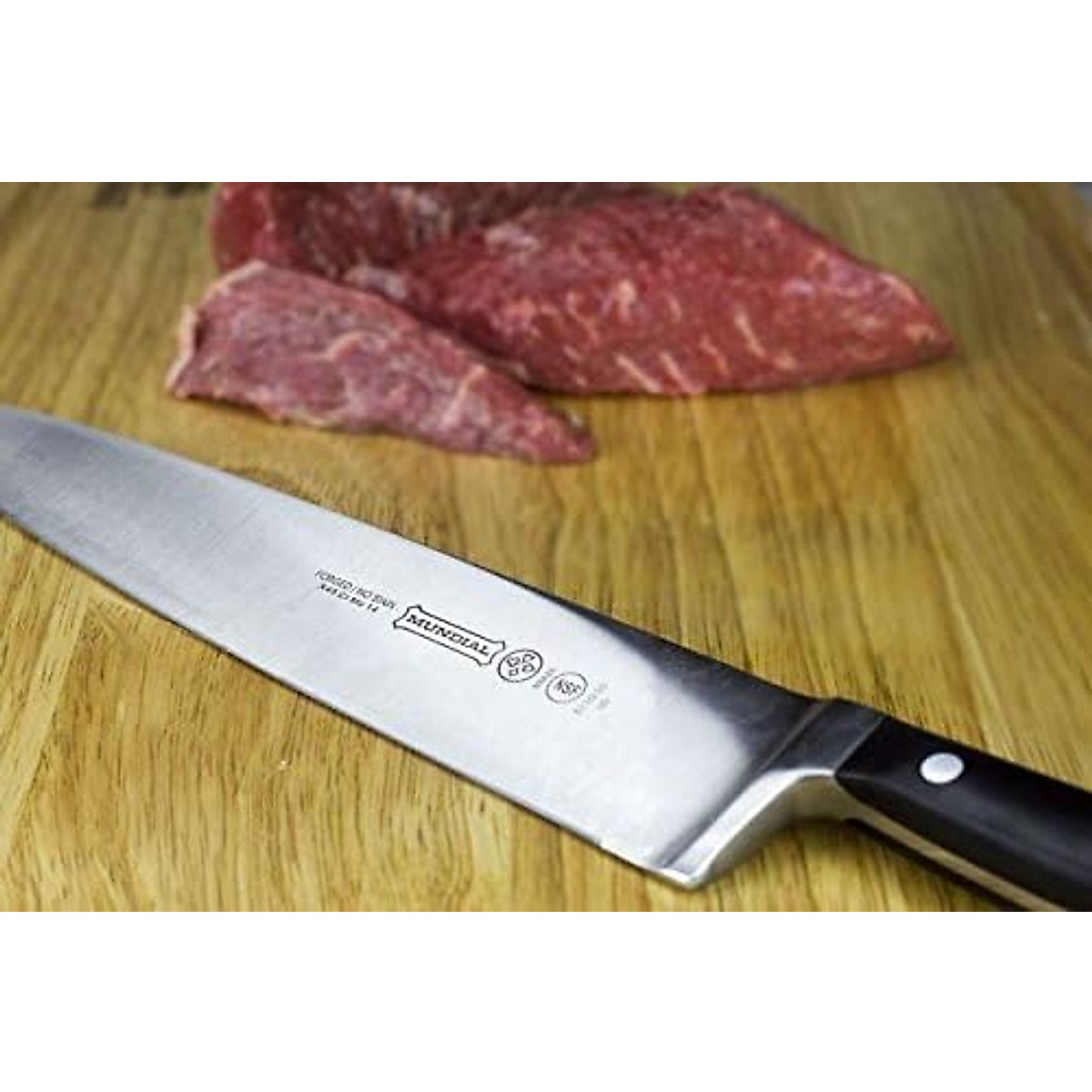 Mundial 5100 Series Black Cooking Knife, 10-Inch Chef's Knife, Polycarbonate Handle, for meat and vegetables, Fully Forged Carbon Stainless Steel