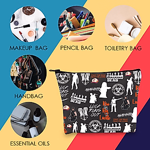 MNIGIU WD Cosmetic Bag TWD Merch TWD Fans Gift Zombie Themed Gift (Run-out Black Bag)