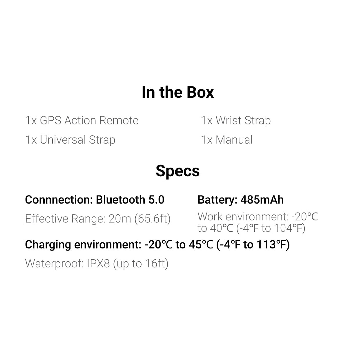 insta360 GPS Action Remote/compatiable with insta360 X3/ ONE X2/ONE RS/ONE R (CINSAAV/A-ALT1)