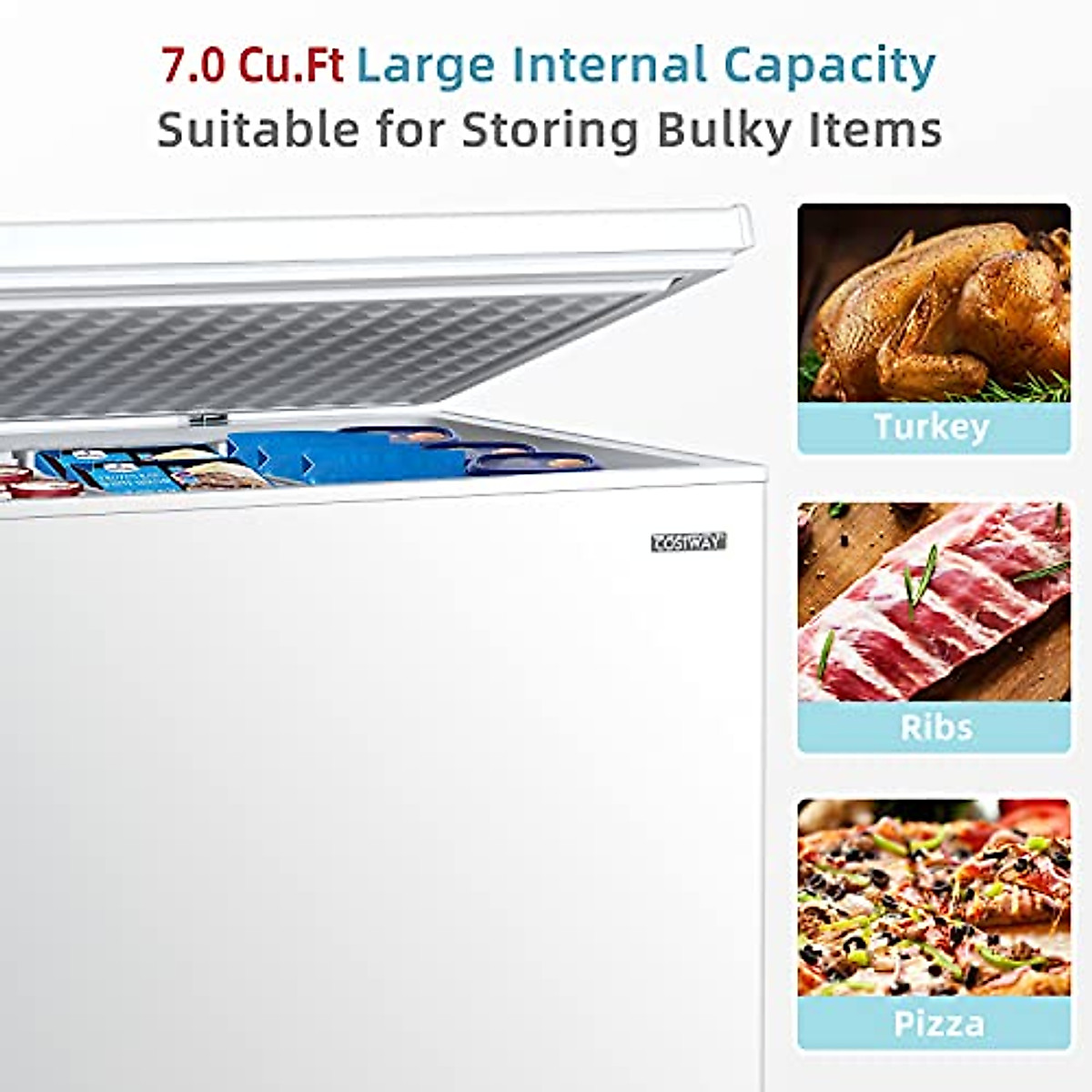 COSTWAY Chest Freezer, 7.0 Cu.ft Upright Single Door Refrigerator with 4 Removable Baskets, Compact Freezer with Manual Defrosting & Mechanical Temperature Control for Apartments, Dormitories Garage