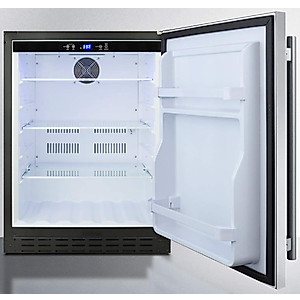 Summit Appliance AL55 Built-in Undercounter ADA Compliant 4.2 cu.ft. 24" Wide All-refrigerator with Stainless Steel Door, Black Cabinet, Door Storage, Lock, Digital Controls and White Interior