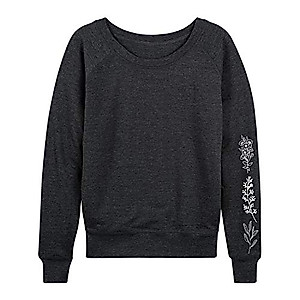Instant Message - Delicate Flowers - Women's French Terry Pullover - Size Large Heather Charcoal