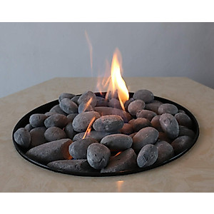 hmleaf HMB 24 Pcs Black Stone-Like Ceramic Fibre Pebbles for Gas fireplaces, Stove, Gas firepit
