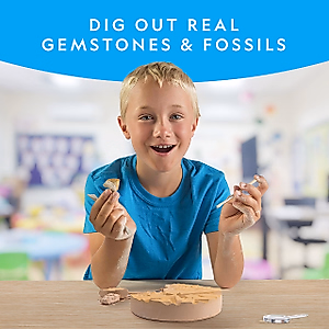 NATIONAL GEOGRAPHIC Mega Fossil and Gemstone Dig Kit - Excavate 20 Real Fossils and Gems, Science Kit for Kids, Rock Digging Excavation Kit, Geology Gifts for Boys and Girls (Amazon Exclusive)