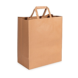Prime Line Packaging Brown Paper Bags with Handles, Reusable Grocery Tote for Food, Takeout, Delivery, Shopping, Small Business, Bulk, 12x7x14 100 Pack