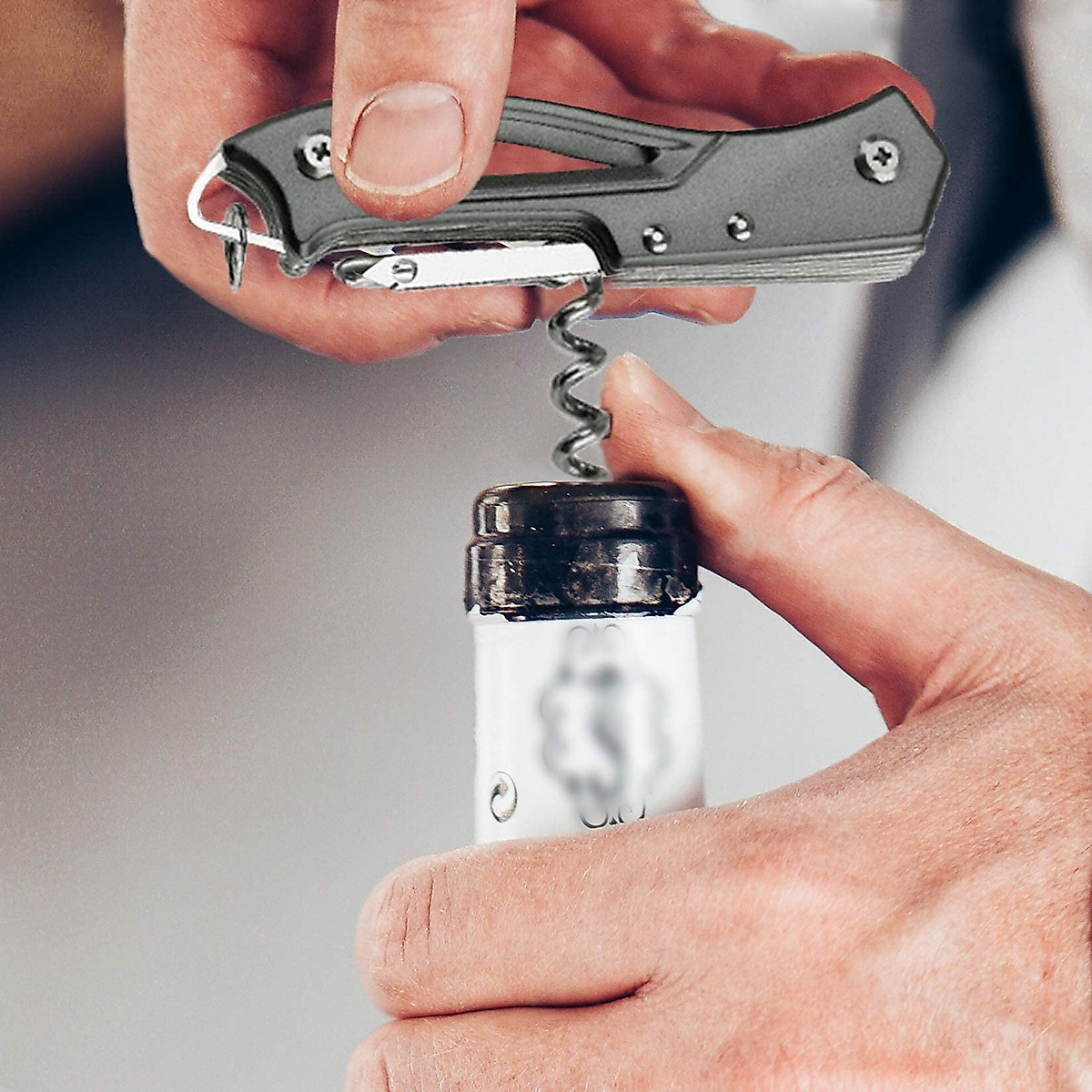 Multitool Key Ring Pocket Knife - 14 in 1 Multitools with Spring-Action Scissors Bottle, Can Opener, Corkscrew,Saw, Screwdriver,Camping Multi Tool Gifts for Men
