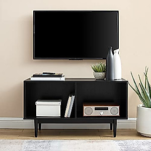 Crosley Furniture Liam Medium Vinyl Record Storage TV Stand and Entertainment Center, Media Console, Black