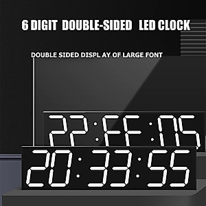 Oversized Double-Sided Digital LED Wall Clock, 6-Digit HD Display &Plexiglass Panel, 6”Big Numbers & Slim body, Remote Control Count up/Countdown Timer Clock, Ideal for Public Places, Gym ( Color : Wh