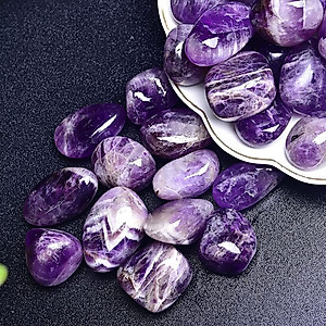 Amethyst Healing Crystal Stones, 1.25-2.0" Large Reiki Healing Gemstones Natural Tumbled Polished Stones for Energy Witchcraft Therapy Meditation