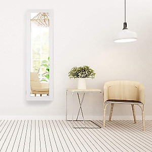 Giantex Jewelry Cabinet Armoire Door Wall Mounted, Full Length Mirror and 5 Storage Shelves for Display Bracelets Rings Cosmetics Hanging Organizer, Mirrored Storage Jewelry Cabinets