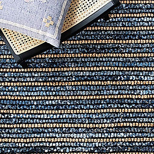 SAFAVIEH Cape Cod Collection Runner Rug - 2'3" x 12', Blue & Natural, Handmade Flat Weave Braided Jute & Cotton, Ideal for High Traffic Areas in Living Room, Bedroom (CAP363A)