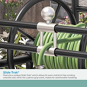 Suncast 200' Pro Hose Reel Cart with Flat-Free Rubber Tires, Outdoor Weather-Resistant Steel Garden Hose Reel Cart, 200' of 5/8" Hose Capacity