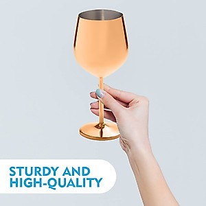 Omagaa Stainless Steel Wine Glasses Unbreakable Wine Glasses Set Of 2 Stemmed Outdoor Wine Glasses Wedding Glasses Large Black Wine Goblets Polished Glassware for Pool/Cocktail Parties 18 Oz