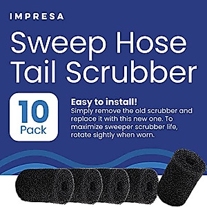 [10 Pack] Impresa Tail Scrubber for Polaris Vac- Sweep Pool Cleaner Hose Tail - Fits 180, 280, 360, 380, 480, 3900 Sport - Tailsweep Foam